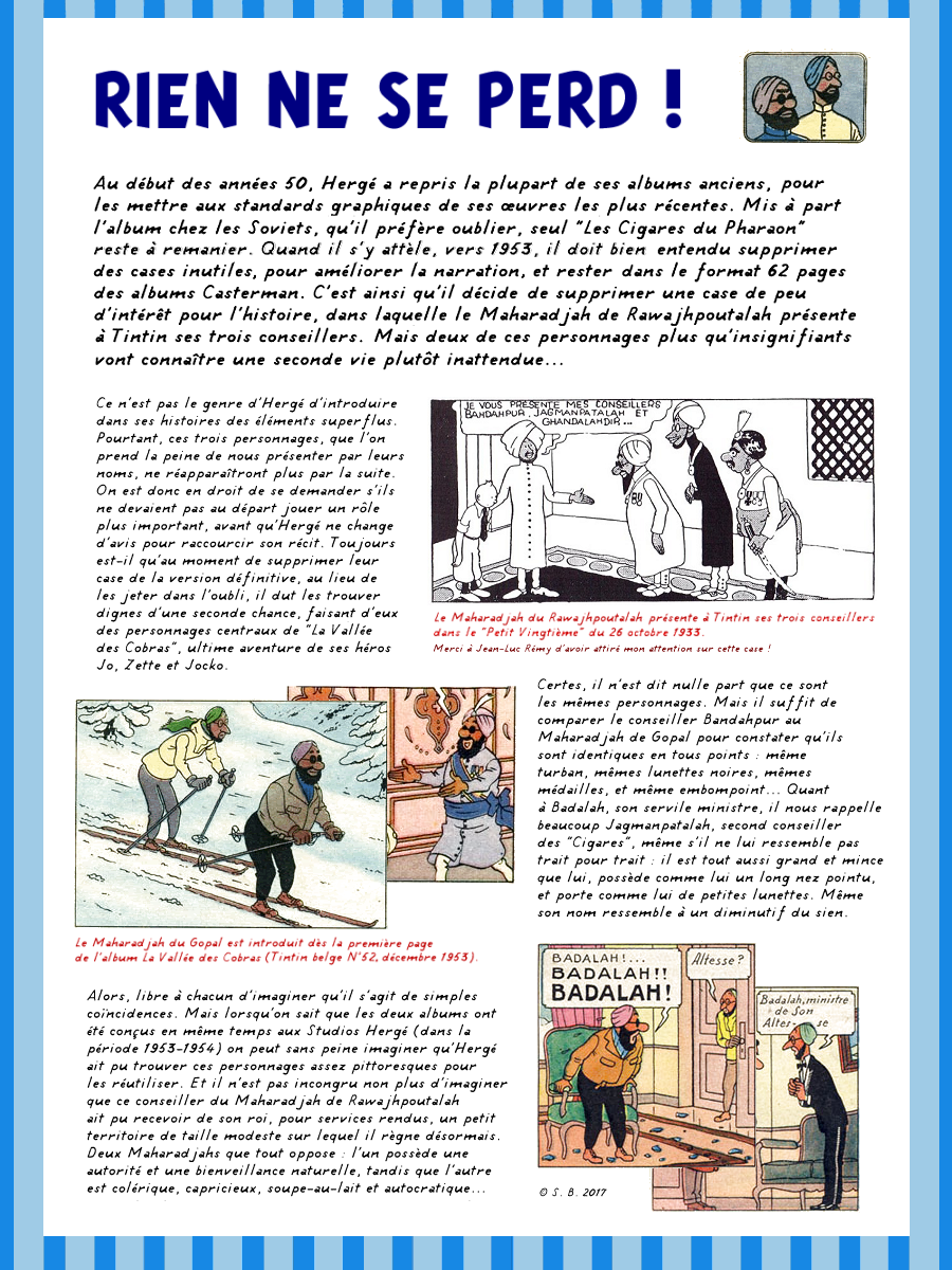 RIEN NE SE PERD : HISTOIRES DE MAHARADJAS... ! - TINTINOMANIA